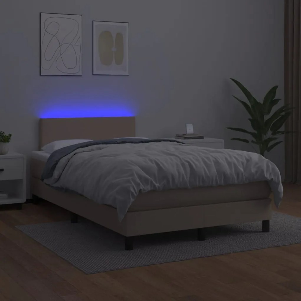 Box spring postel matrace a LED cappuccino 140x190cm umělá kůže 3270128