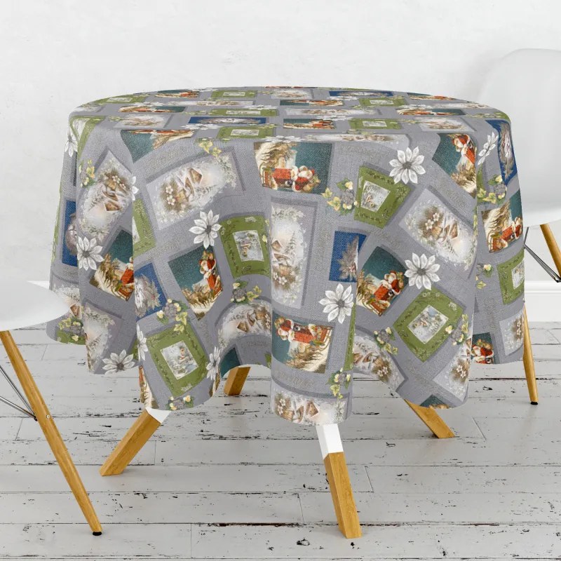 Ubrus PVC kulatý FL-1388-03 – Vánoční(různé velikosti)