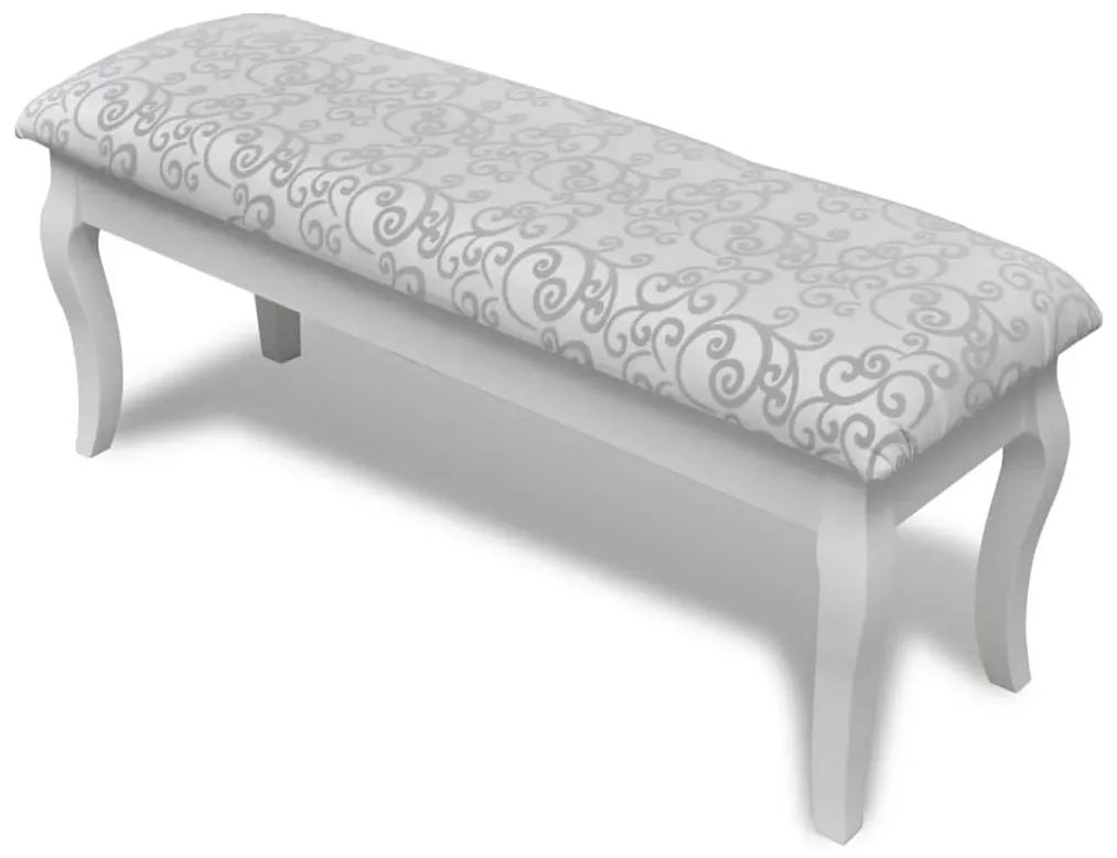 240564 vidaXL Polstrovaná stolička k toaletnímu stolku dvoumístná bílá 110 cm