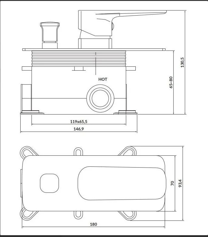 Cersanit Larga, vanová - sprchová podomítková baterie + Box, černá matná, S951-373
