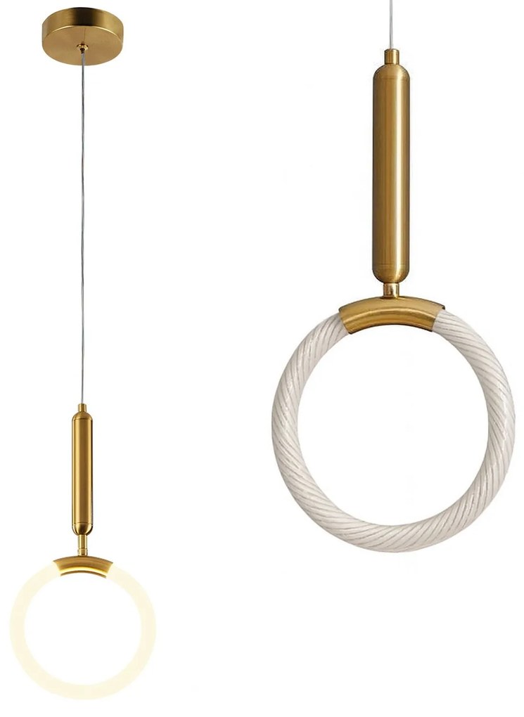 Toolight Toolight, LED závěsné svítidlo 20x40cm, 12W, 3000K, LHJ058-CP1, zlatá matná, OSW-50028