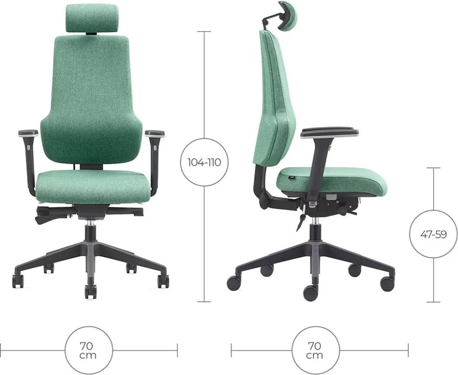 Ergonomická kancelářská židle MOSH Elite F – zelená