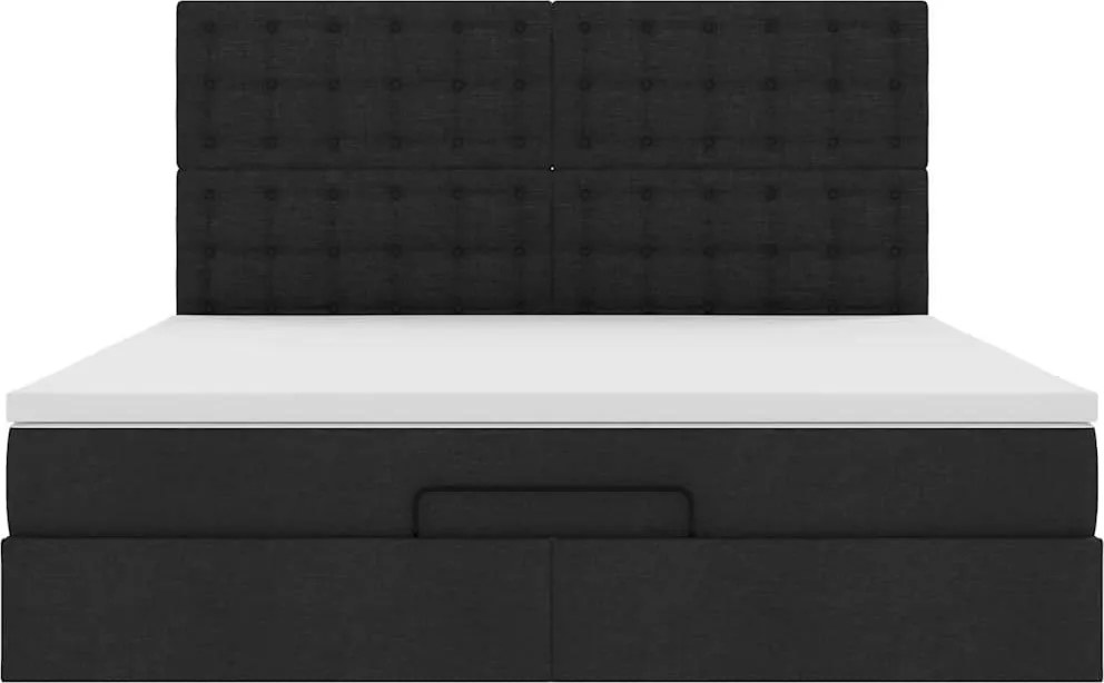 Osmanský rám postele s matrací černá 160x200cm textil 3313336