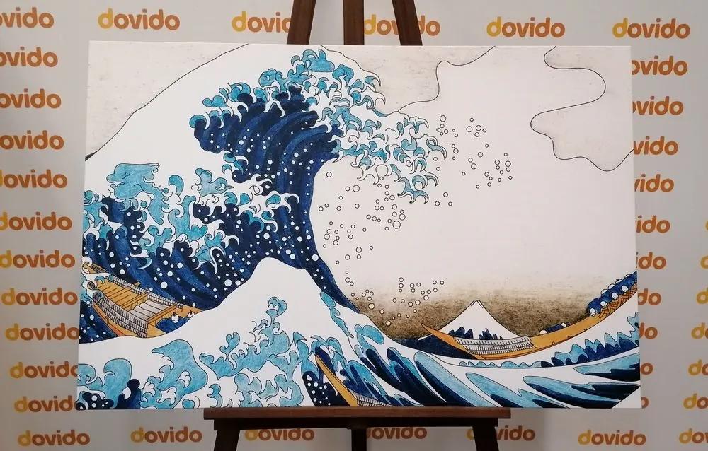 Obraz reprodukce Velká vlna z Kanagawa - Kacušika Hokusai - 90x60 cm