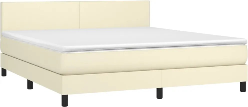 Box spring postel s matrací krémová 160x200 cm umělá kůže 3141013