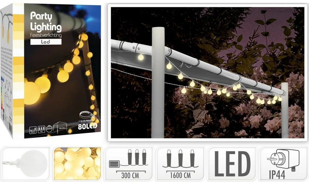 Venkovní LED řetěz String lights, 80 žárovek