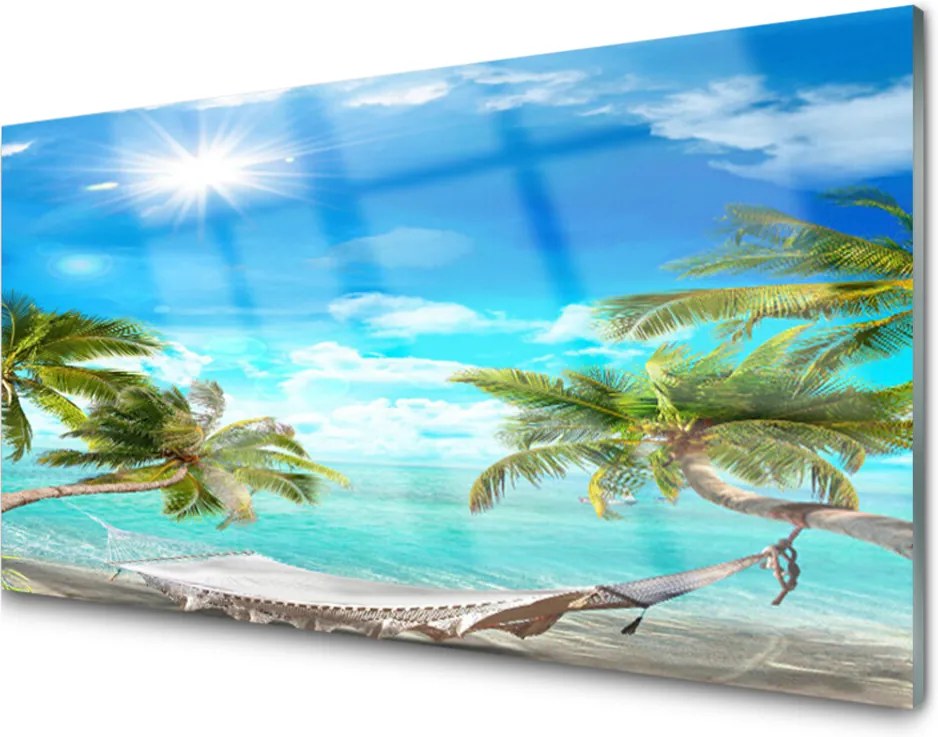 Plexisklo obraz Tropické Palmy Hamaka Pláž