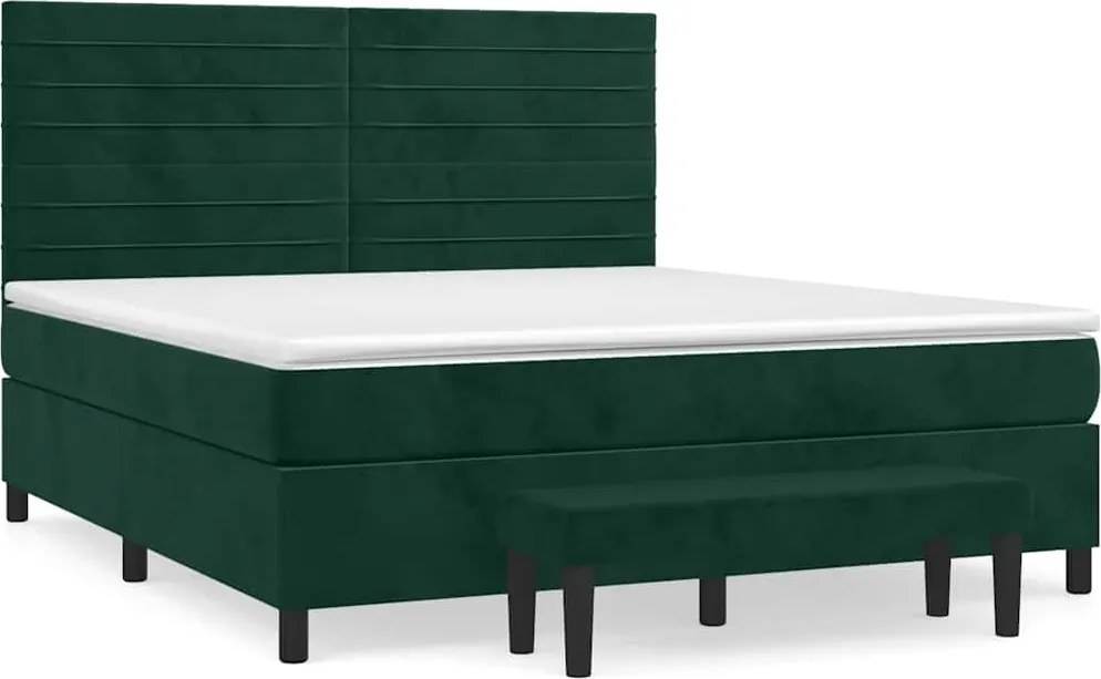 Box spring postel s matrací tmavě zelená 180x200 cm samet 3137920