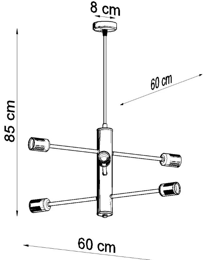 Lustr Duomo 6, černé tělo svítidla