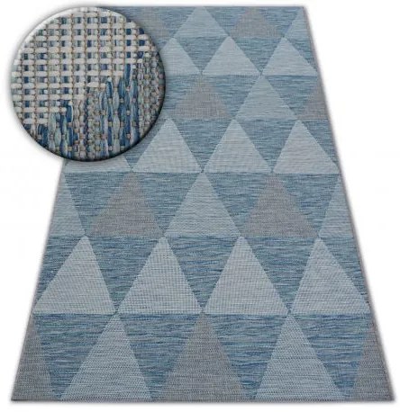 Kusový koberec SISAL LOFT 21132 Trojúhelníky slonová kost / modrý / stříbrný Rozměr: 120x170 cm