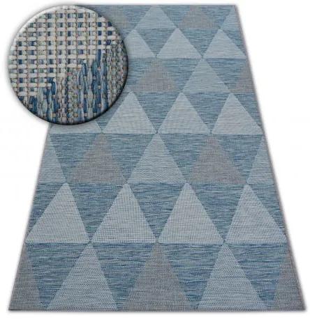 Kusový koberec SISAL LOFT 21132 Trojúhelníky slonová kost / modrý / stříbrný Rozměr: 140x200 cm