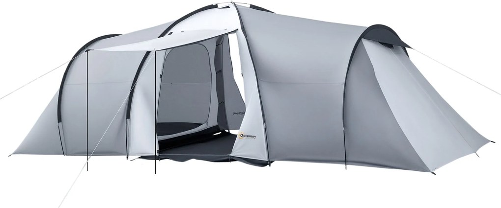 Outsunny Rodinný Stan pro 4-6 Osob Lehce Přenosný kempingový stan s 2 Okny a Vodotěsnou UV-odolnou Taškou na Přenášení pro Turistiku 590x245x193 cm Tm
