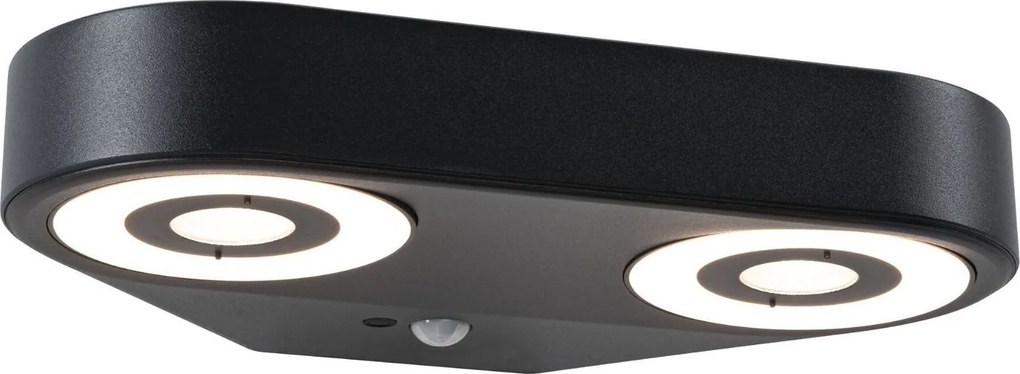 P 94866 LED venkovní nástěnné svítidlo Silma pohybové čidlo dva světelné zdroje IP44 280x176mm 3000K 2x5,5 / 2x0,7W 230V antracit hliník - PAULMANN