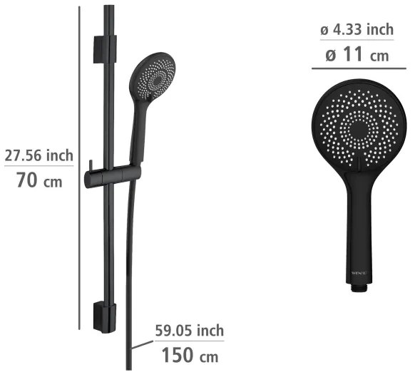 WENKO 25453100 - Sprchový set WATERSAVING SYSTEM 70 cm černá