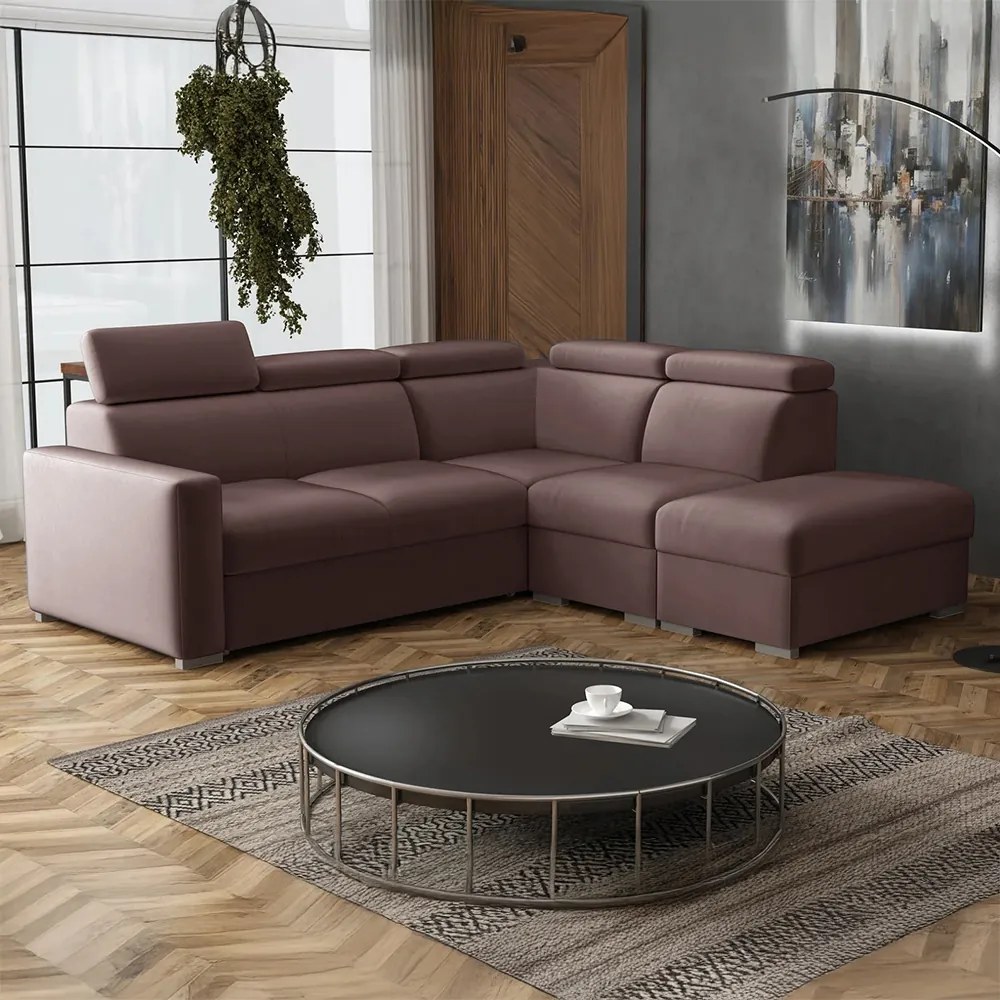 Sedací souprava PEDRO L | 250x230 cm | rozkládací + 2x úložný prostor | polohovatelné záhlavníky | VÝBĚR TKANIN