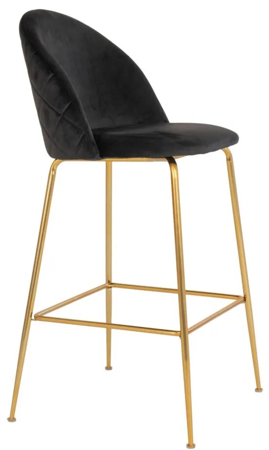 Designová barová židle Kristopher, černá / mosaz