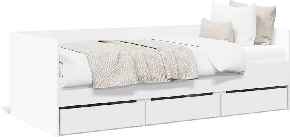 Válenda se zásuvkami bez matrace bílá 75 x 190 cm 3280832