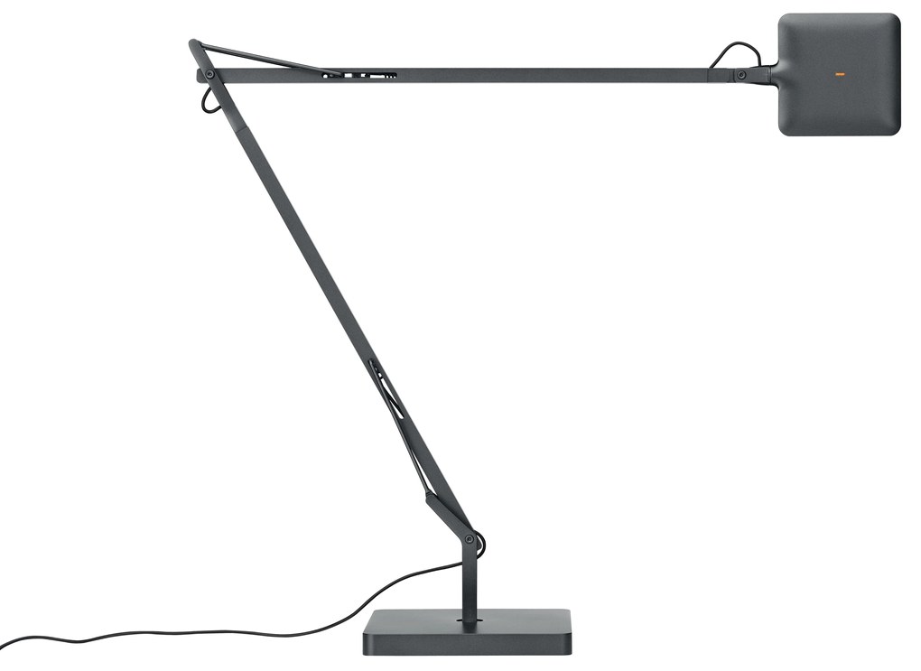 Flos Kelvin LED, antracitová stolní lampa na pracovní stůl, 8W LED 3000K, 48+58cm