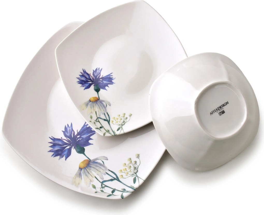 Porcelánová jídelní sada LEA Cornflower 18 ks bílá/modrá