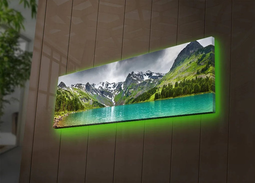 Obraz s LED osvětlením JEZERO V HORÁCH 5 30 x 90 cm