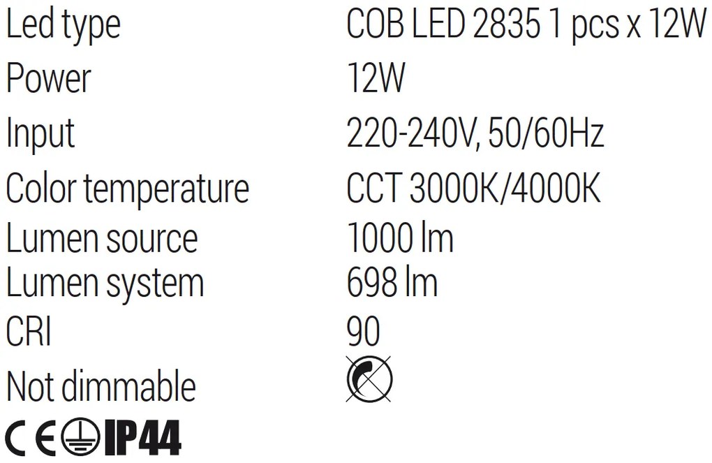 Světla a lustry REDO GROUP Redo NAJI 01-3286 koupelnové stropní svítidlo LED 12W/CCT 3000K-4000K