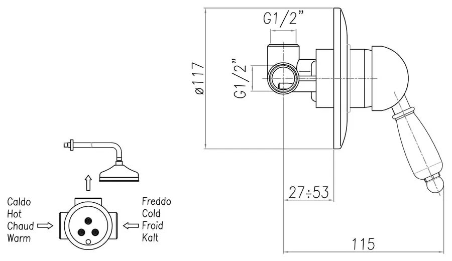 Podomítková sprchová baterie ve stříbrné barvě (1 výstup) Kirké White – Sapho
