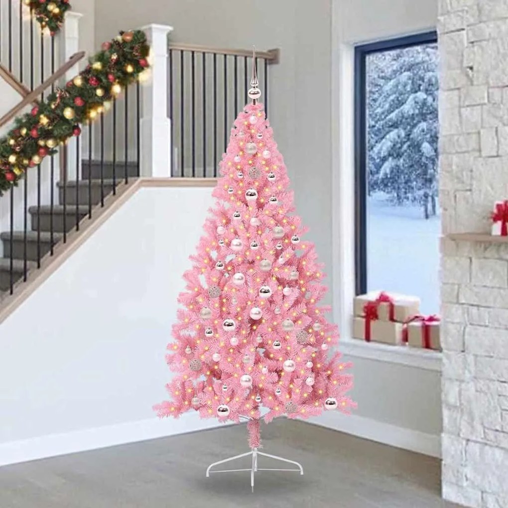 Umělý osvětlený vánoční stromeček Růžová 240 cm PVC 3397104