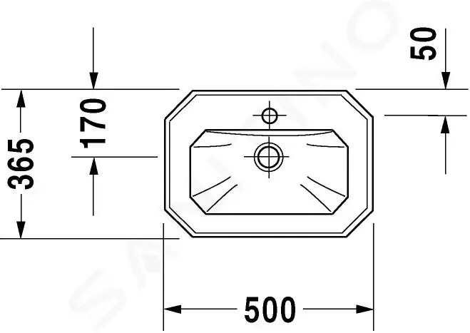 DURAVIT - 1930 Umyvadlo 500x365 mm, s přepadem, s otvorem pro baterii, WonderGliss, bílá (07855000001)