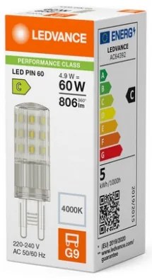 LED žárovka G9 LEDVANCE 4,9W (60W) neutrální bílá (4000K)