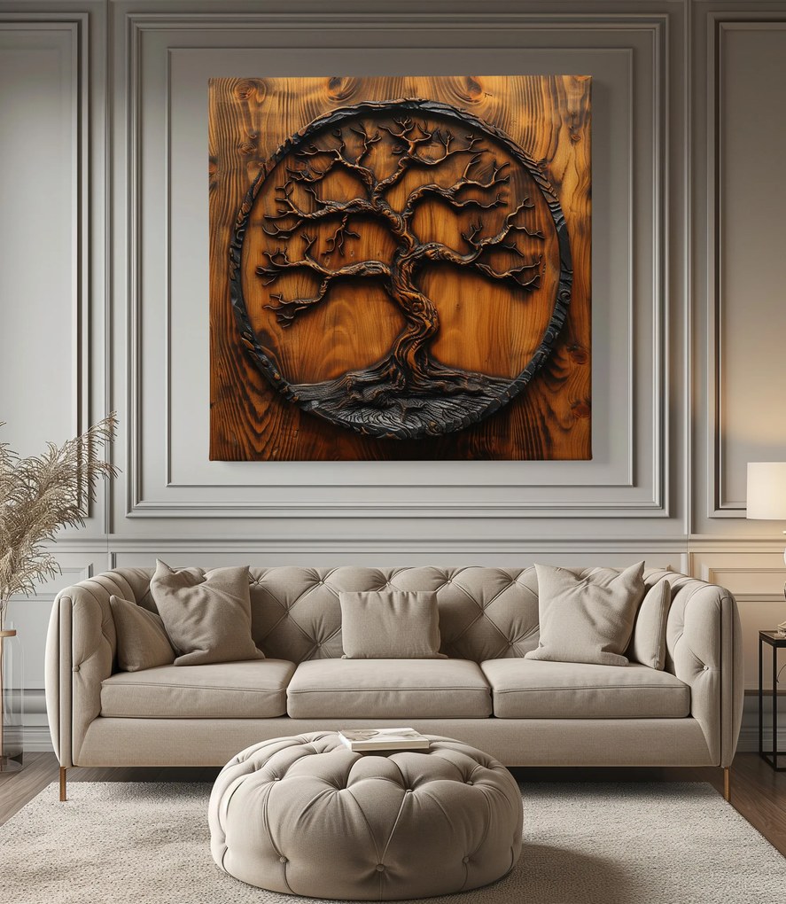 Obraz na plátně - Strom života Sedull, dřevo styl FeelHappy.cz Velikost obrazu: 40 x 40 cm