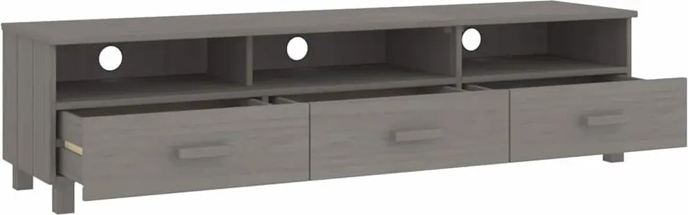 TV stolek HAMAR světle šedý 158 x 40 x 40 cm masivní borovice 340475