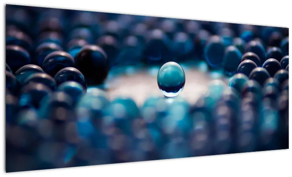 Obraz modré skleněné kuličky (100x40cm)