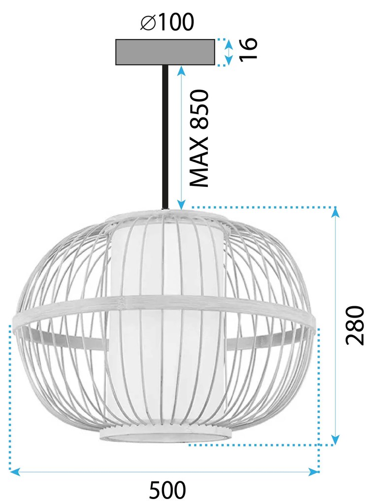 Toolight Natural, závěsné stropní svítidlo 50cm 1xE27 APP1632-1CP, přírodní hnědá-bílá, OSW-05144