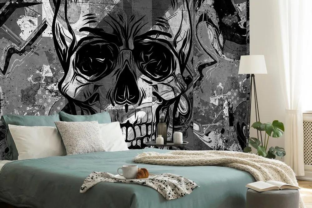 Samolepící tapeta lebka v černobílém - 225x150 cm