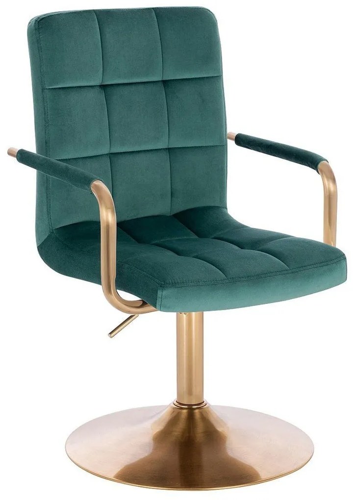 LuxuryForm DESIGN Otočná židle VERONA GOLD VELUR na zlatém talíři - zelená