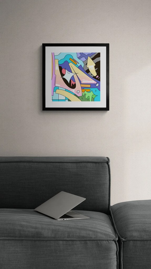 PAUSER | Mutant Syntax U Rám: Černý, Velikost: 40 x 40 cm