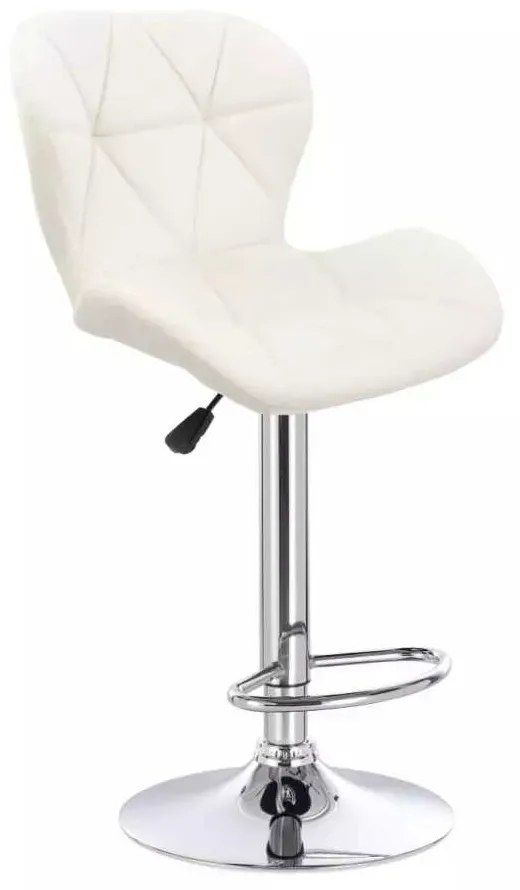 LuxuryForm DESIGN Barová židle LIVIO VELUR na stříbrné kulaté podstavě - bílá