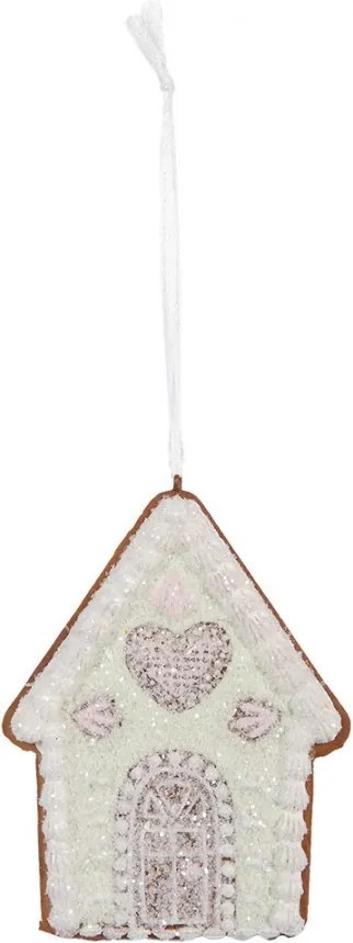 Závěsná dekorace zelená perníková chaloupka Frosted Ginger - 8*1*10 cm