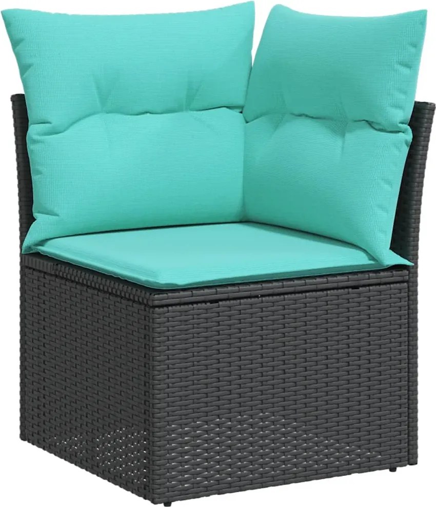 8dílná zahradní sedací souprava s polštáři černá polyratan 3226036