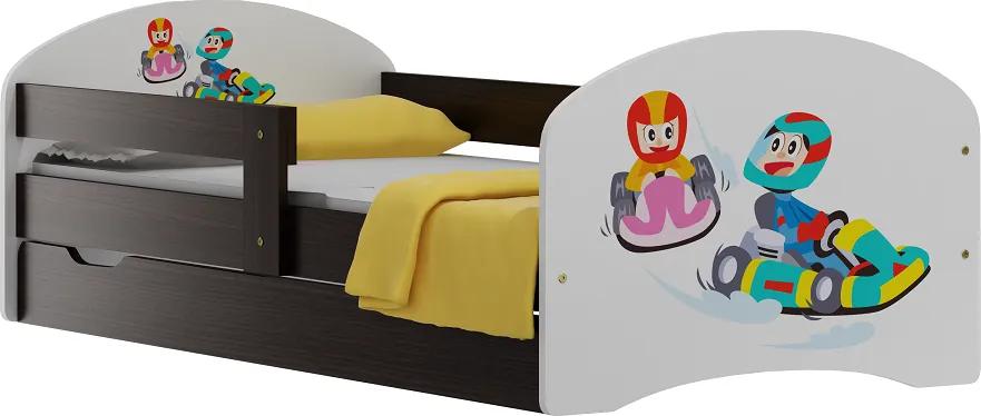 Dětská postel s motivem CHILD FORMULE  se zábranou Rozměr: 140x70, Matrace: bez matrace, Barevná kombinace: ŽLUTÁ / BÍLÁ