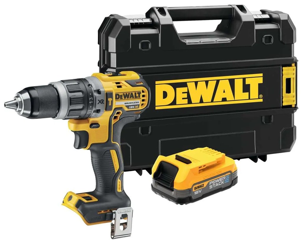 DeWALT Nářadí - 18V AKU vrtací šroubovák s příklepem, 1x aku 1,7 POWERSTACK, bez nabíječky DCD796E1T