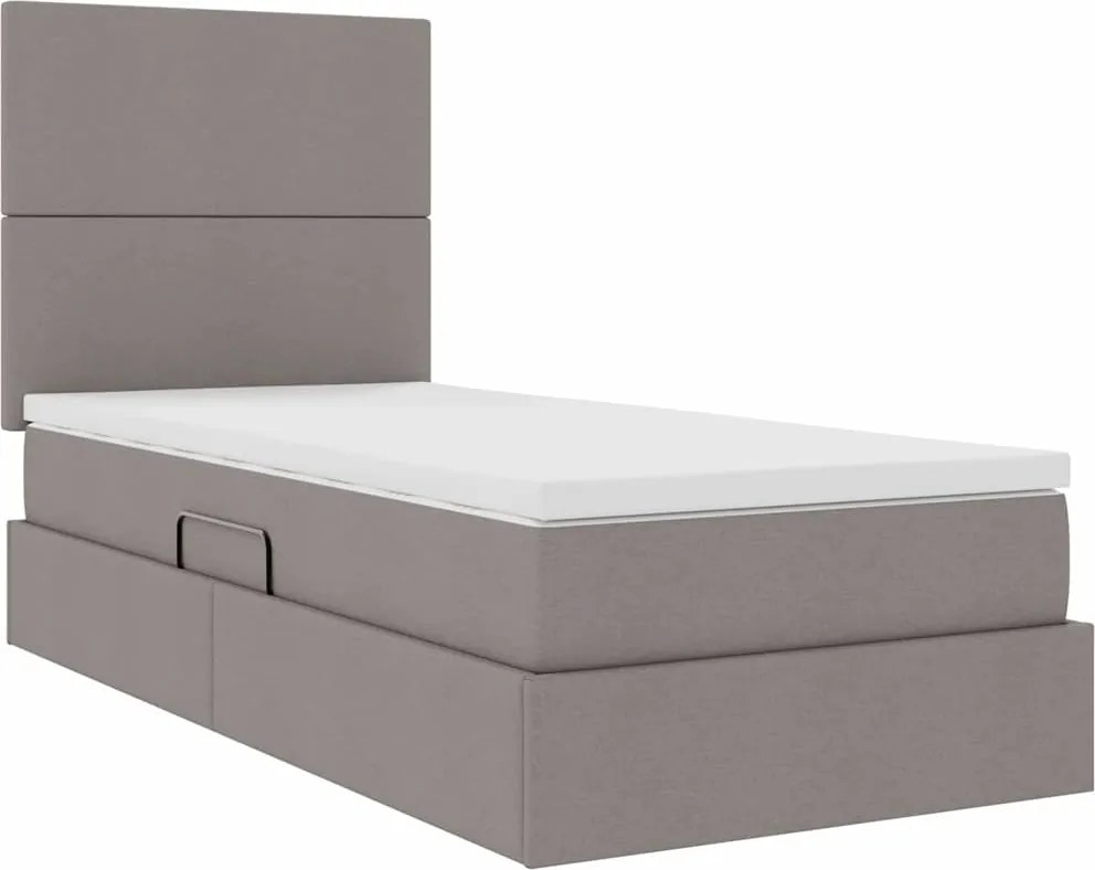 Postel s úložným prostorem a matrací Taupe 90 x 190 cm textil 3371688