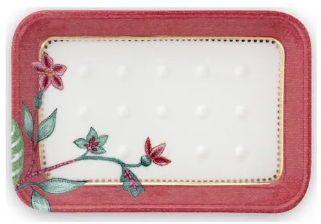 Pip Studio Jambo Flower koupelnový tácek na mýdlo 14 x 9,5 x 2cm, růžový (Tácek na mýdlo)