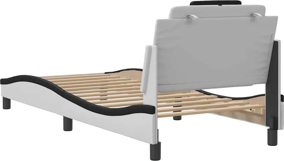 Rám postele Viana bez matrace bílý a černý 90 x 200 cm umělá kůže 3208074