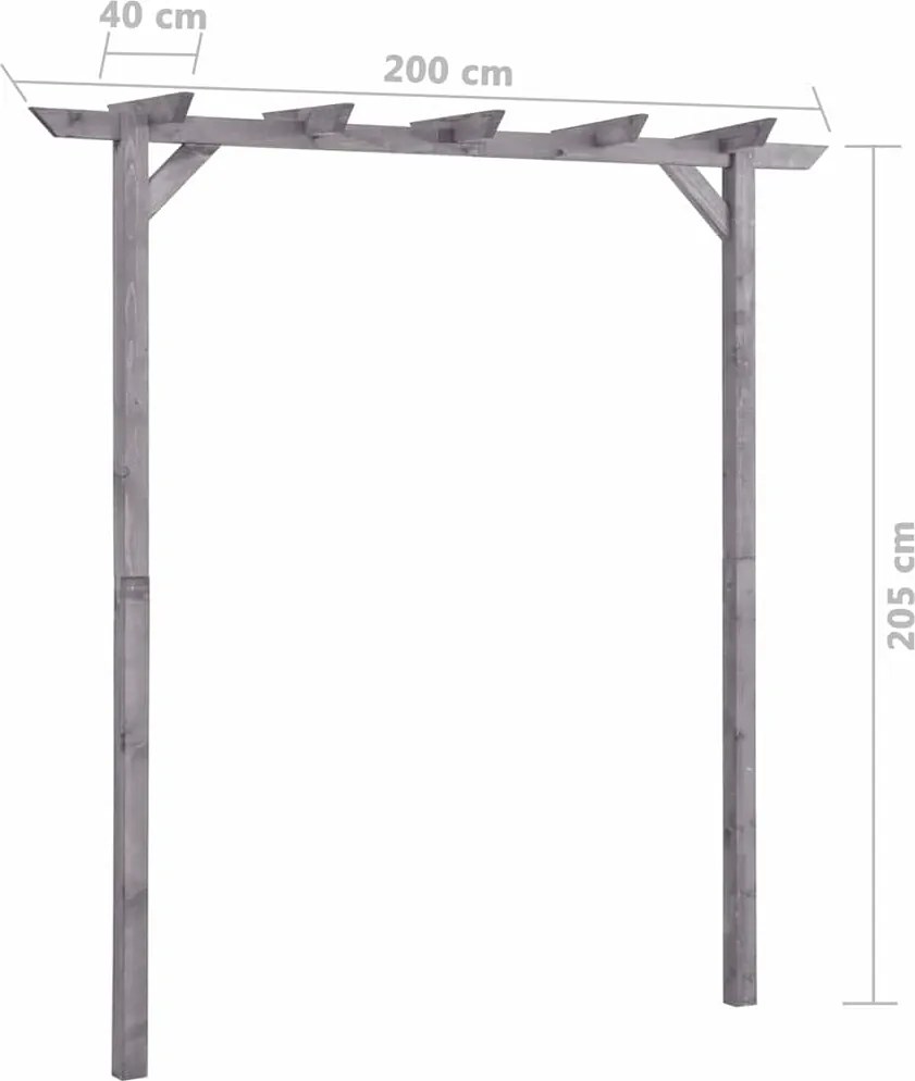 Zahradní pergola šedá 200 x 40 x 205 cm impregnovaná borovice 313567