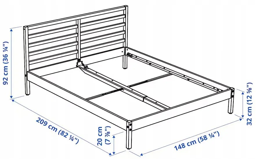 IKEA TARVA Rám postele bílé mořidlo/Luroy 140x200 cm