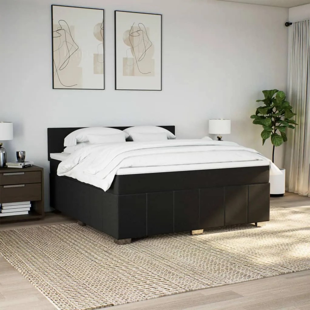 Box spring postel s matrací černá 180x200 cm textil 3289442