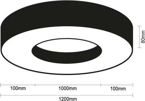 LED Stropní svítidlo LED/115W/230V 3000/4000/6500K pr. 120 cm černá
