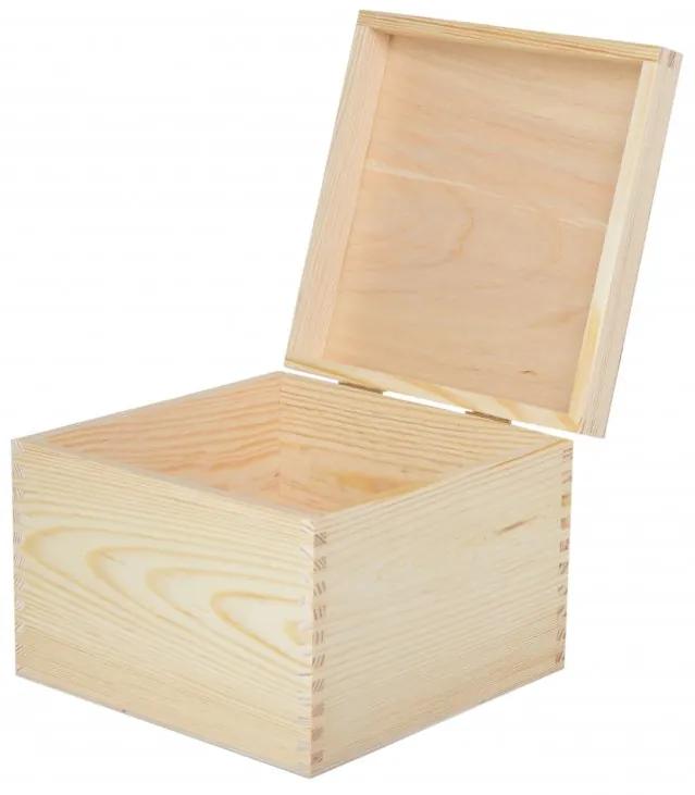 Dřevěná krabička s víkem - 13x13x10,5 cm - 2. JAKOST!