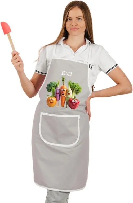 Kuchyňská zástěra Happy Veggie EMI, šedá